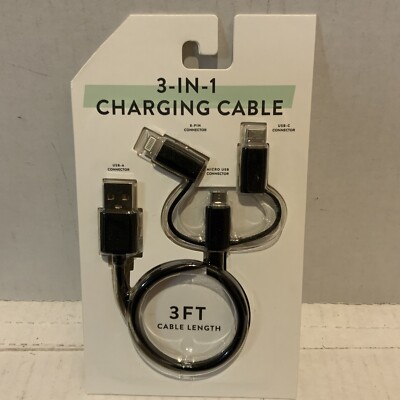 🍇 Vivitar 3 In 1 Charging Cable 3 Foot Cable Length. New ‼️ | eBay