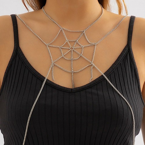 Simplicity Sexy Metal Iron Chain Spider Web Personalized Chest Chain ...