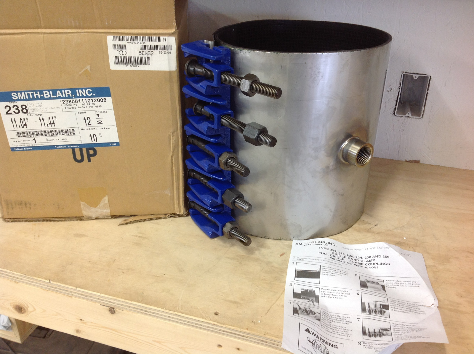 Smith Blair 238111012008 Stainless 10" Pipe Full Circle Repair Clamp, 1 ...