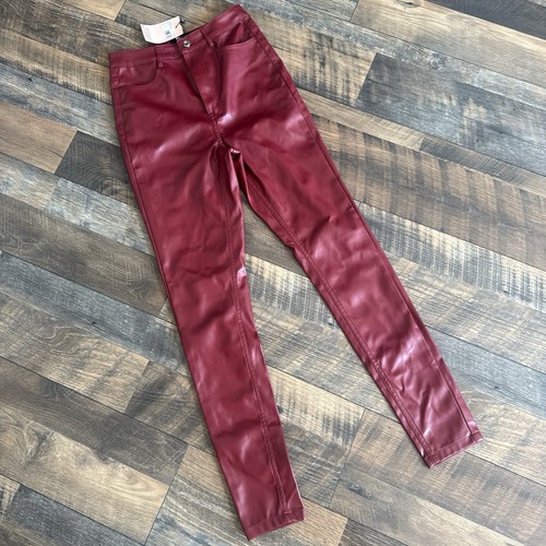 MISSGUIDED | Red BURGANDY NWT Faux Leather Pants US 4 | eBay