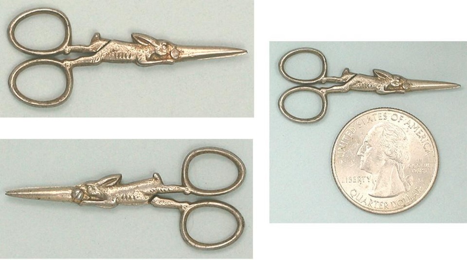 Miniature Antique Figural Bunny Rabbit Doll Scissors * Germany * Circa ...