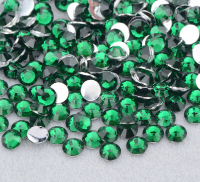 4,000 - 3MM Emerald Green Rhinestones Nonhotfix Flat Back Resin Faceted ...