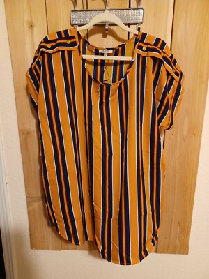 MPH Collection Womens Gold & Multicolored Striped Sleeveless Top Size ...