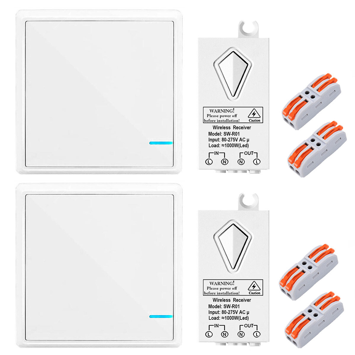 Wireless Switch and Receiver Kit 240V Remote Control Two/One Way for ...