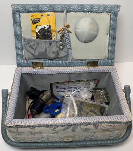 Sewing Basket Notions Keepsake Box Treasure Hope Chest Nest Vintage ...