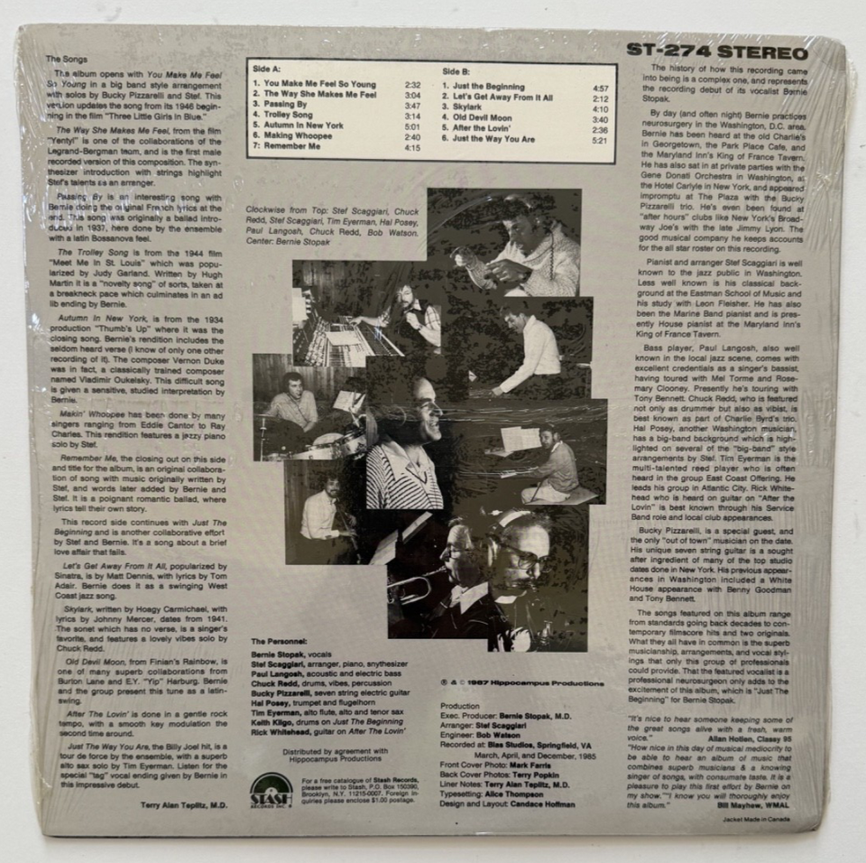 Bernie Stopak Remember Me LP Vinyl Album Stash Records, New Sealed ...