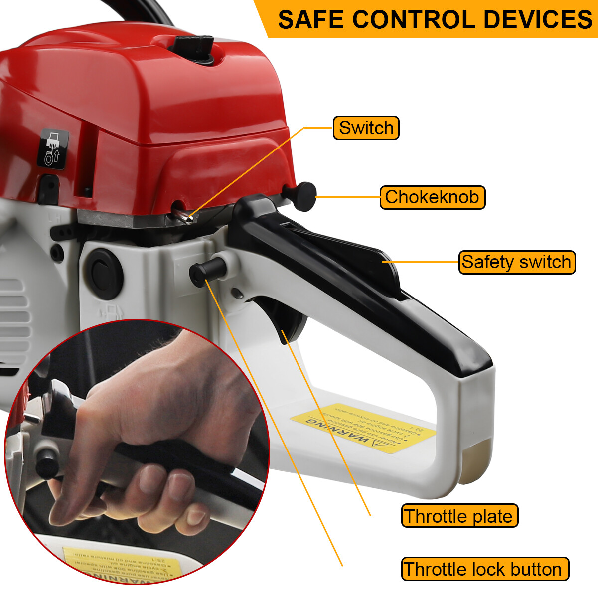 58cc Gas Chainsaw 22" Gasoline Powered Chain Saw 2 Cycle Engine Wood ...