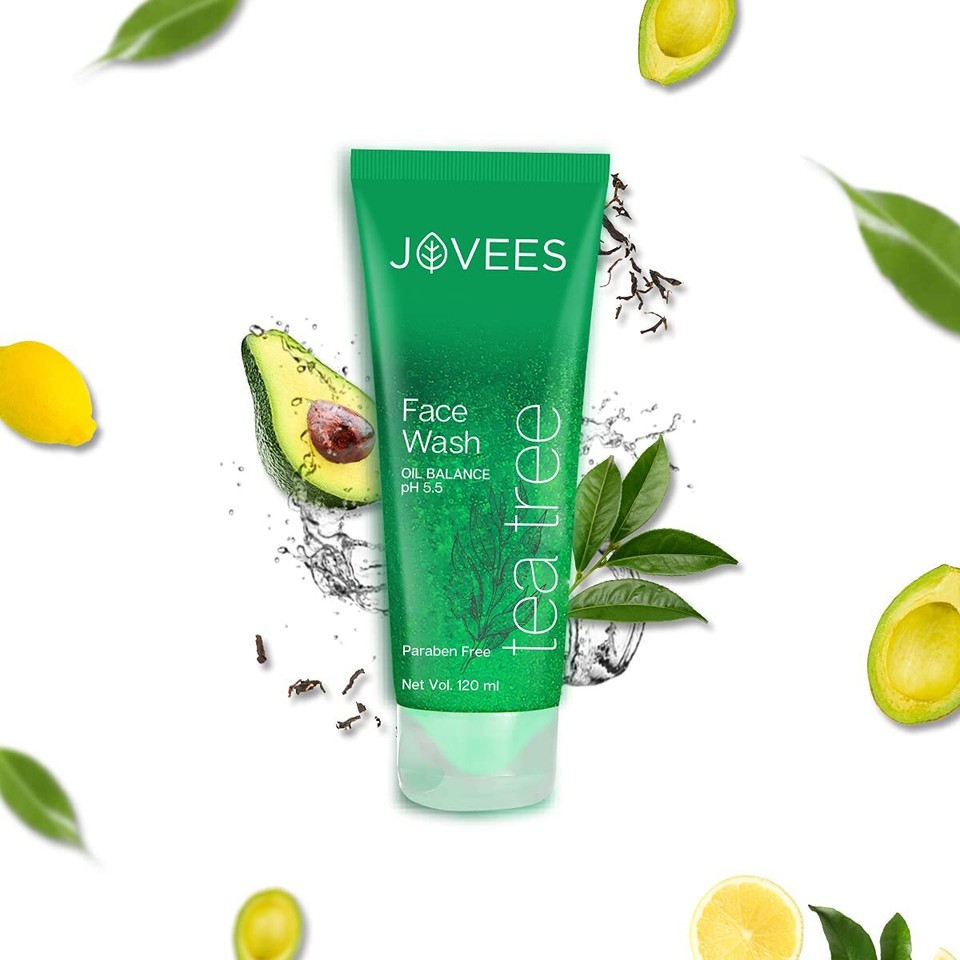 JOVEES Tea Tree Oil Control Face Wash, Green, 120 ml | pack 2 | free ...