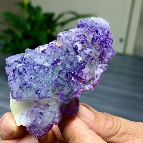 128G Natural Purple "QR Code"Fluorite Cluster Crystal Mineral Specimen ...