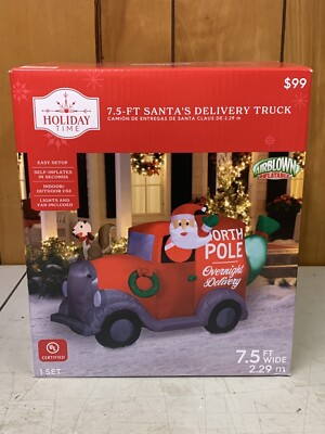 New Christmas Airblown Inflatables Santa Claus Red Delivery Truck Scene ...