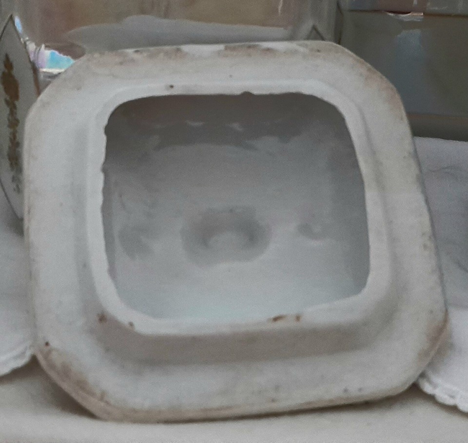 Antique Vtg White Block Germany Lusterware Iridescent Kitchen Canister ...