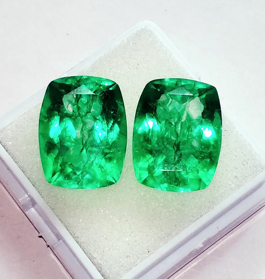 Loose Gemstone Natural Emerald Cushion Cut 8 to 10 Ct Certified Pair ...