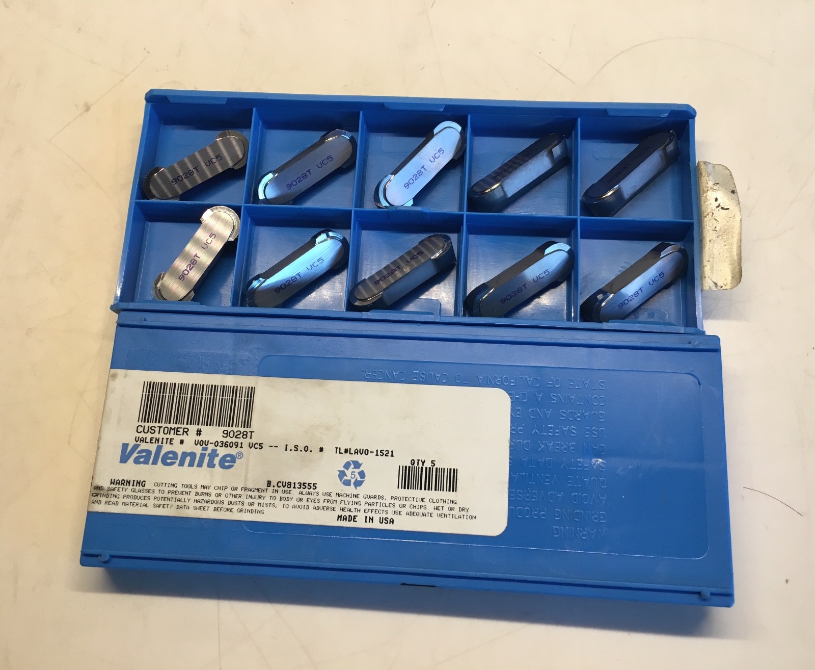 Valenite Carbide Inserts - 9028T VC5 - VOV-036091 VC5 - Qty. 10 - NEW ...