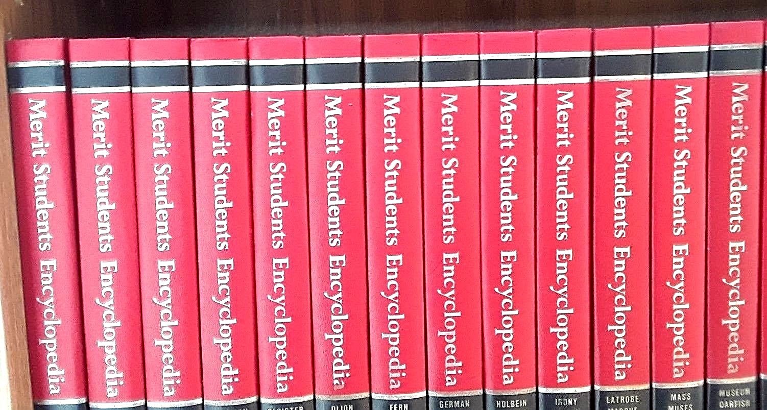 Merit Students Encyclopedia Complete Set w/Dictionaries Red/Black ...
