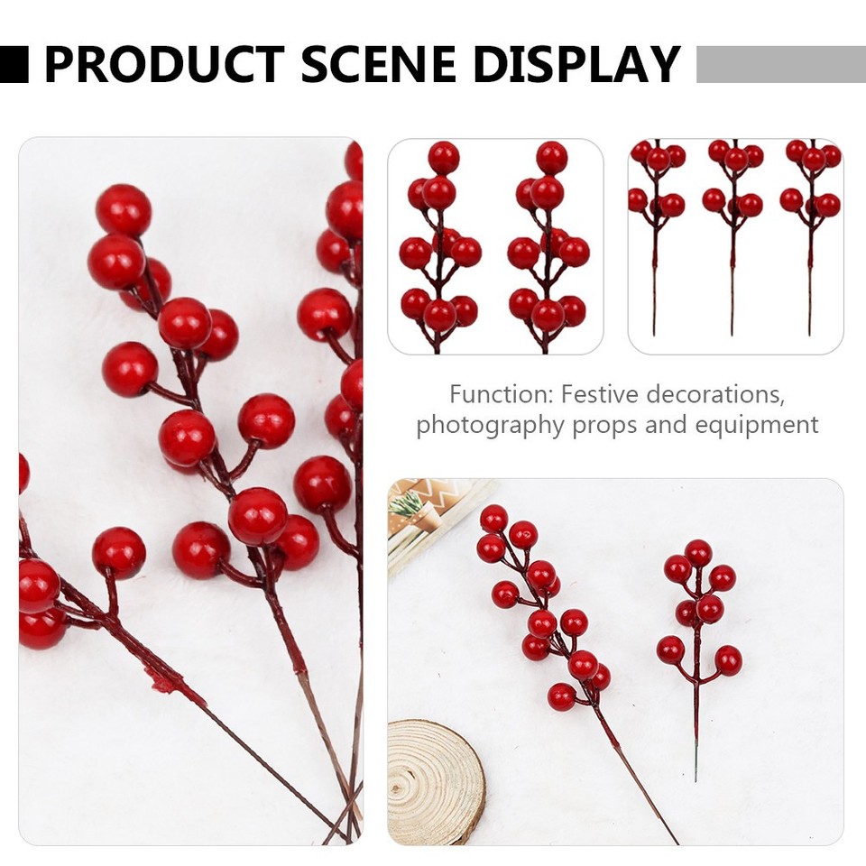 20 Pcs Artificial Berries Burgundy Berry Stems Fake for Wreath Making ...