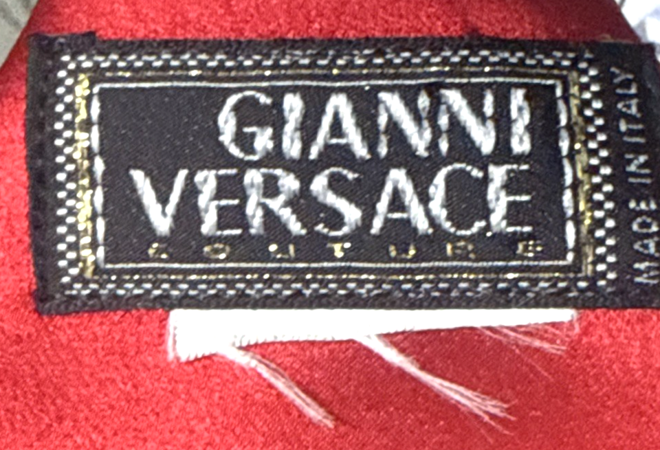 Gianni Versace Couture Vintage Red Logo Long Maxi Gown Dress US 4 6 IT ...