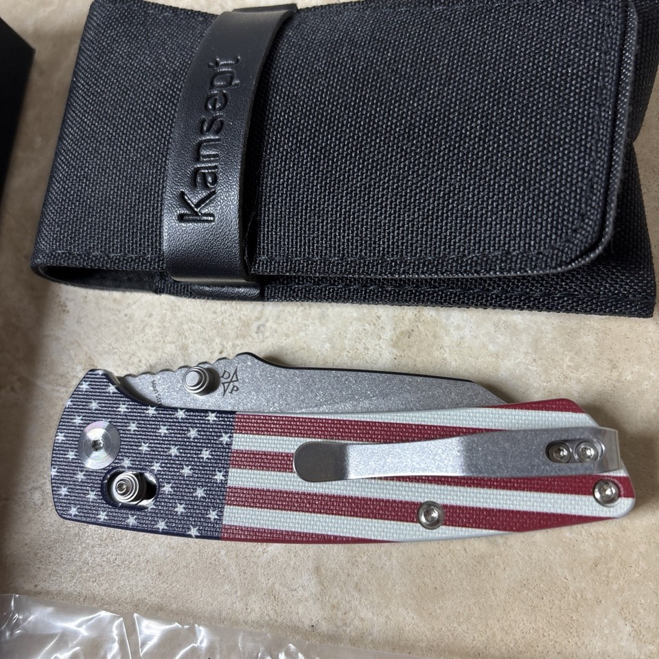 KANSEPT MAIN STREET EDC JADE G10 WITH AMERICAN FLAG HANDLE 154CM BLADE ...