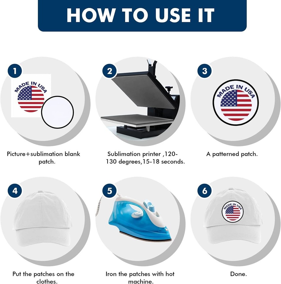 New 30 Pieces Sublimation Patches Fabric Iron-on Blank Patches 3 Shapes ...