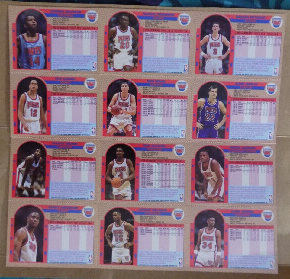 New Jersey Nets 1992-93 Uncut Sheet of 12 Players | eBay