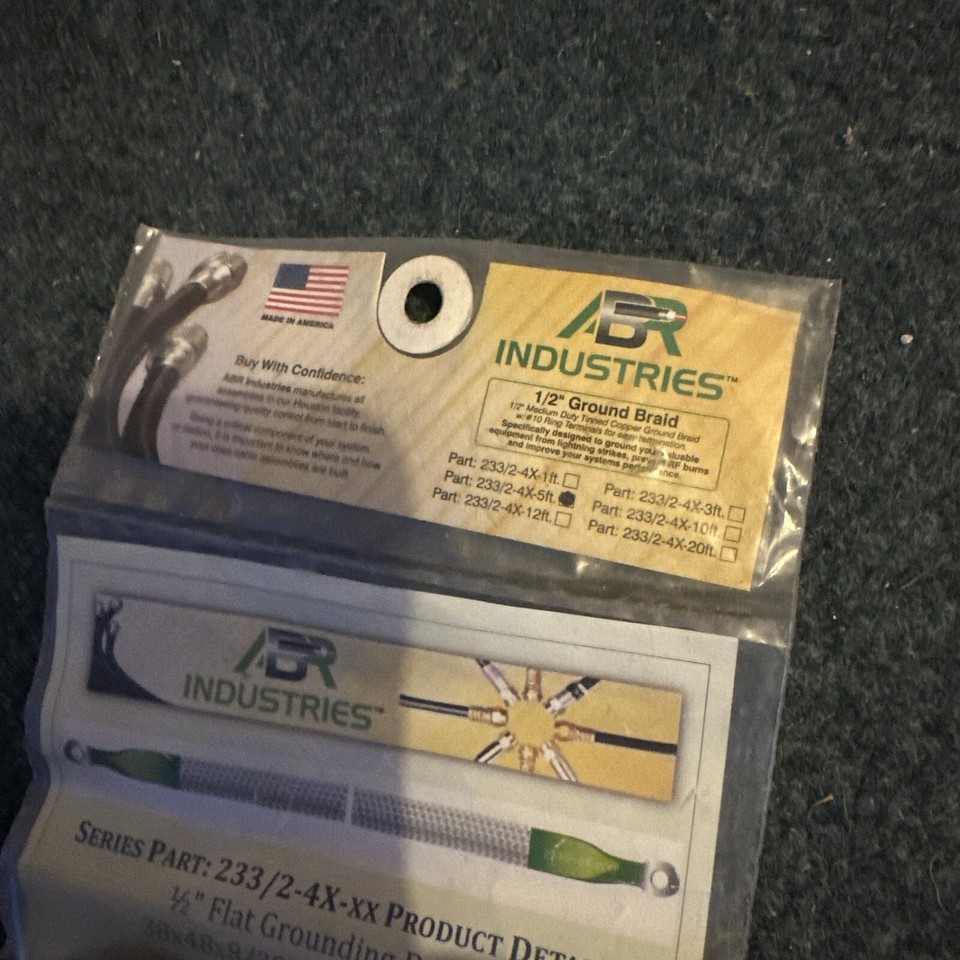 ABR Industries 5ft 1/2in Flat TC Ground Braid with #10 Stud Ring ...