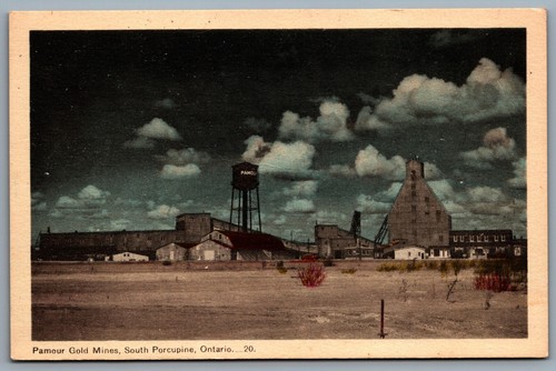 Postcard South Porcupine Ontario c1940s Pamour Gold Mines Night View ...