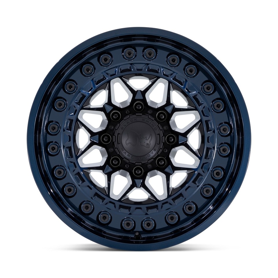 Set 4 Black Rhino Alpha 17x9 5x5 Midnight Blue Wheels 17" -12mm Lifted ...
