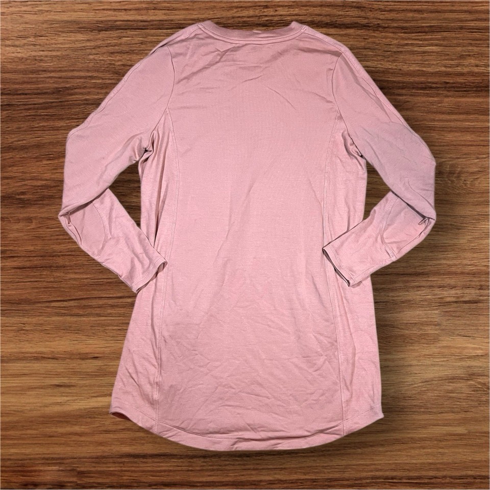 Athleta Balance Long Sleeve Front Pockets Crewneck Pink Dress Women ...