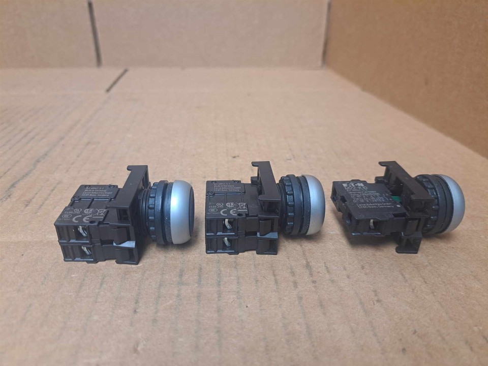 Eaton Illuminated Push Buttons IEC 60947-5-1 Lot of 3 Blue, White and ...