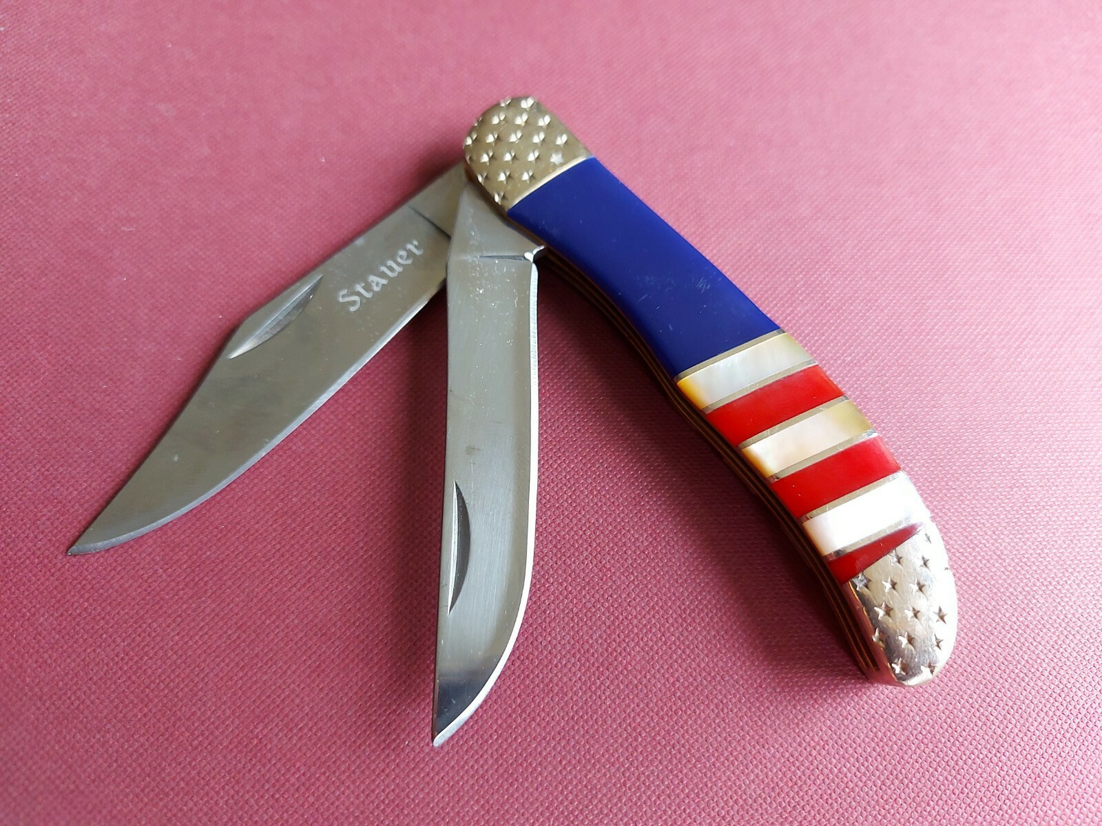 Stauer Patriot Pocketknife Folding Knife Red White And Blue Mother Of ...
