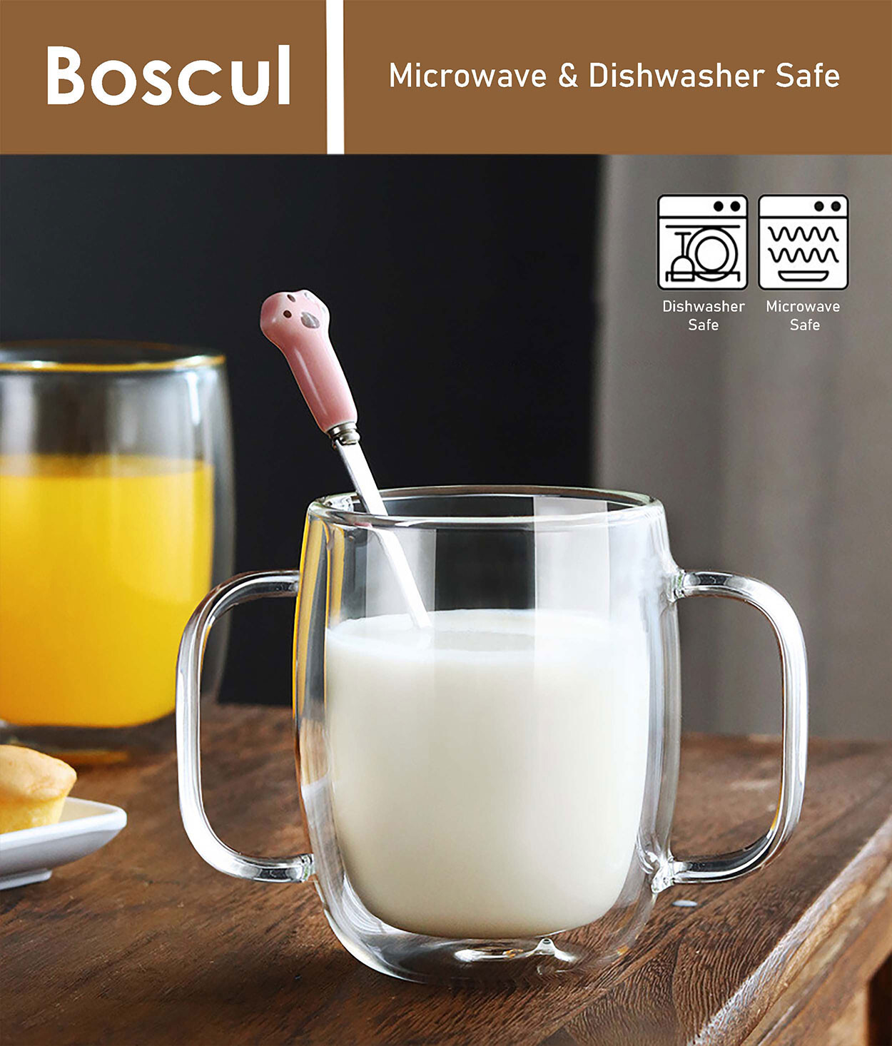 Boscul Two Handled Mug Double Wall Floating Disability Aid Weak Grip ...