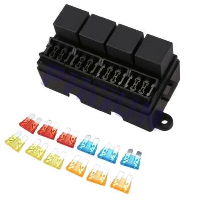 12 Way Blade Fuse Holder Box Terminals Fuse Block with 4Pcs 4 Pin 12V ...