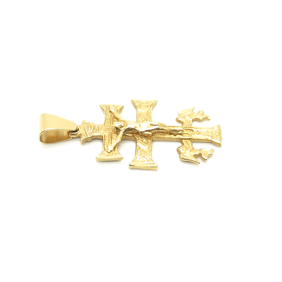 14K Solid Yellow Gold Cara Vaca Crucifix Pendant Approx. 2" | eBay