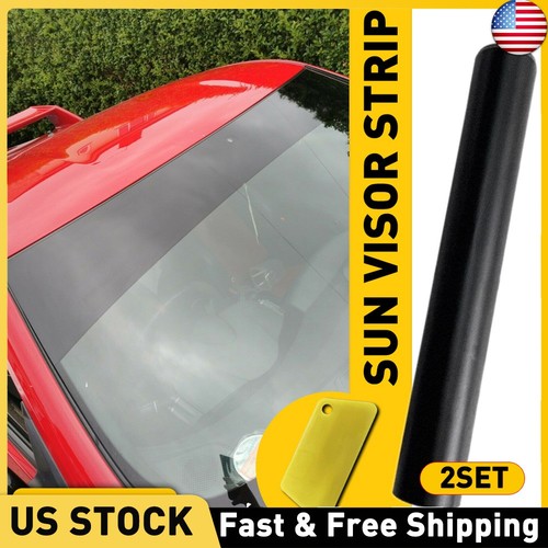 2x 25*150CM Sun Visor Strip Tint Film Car Auto Front Windshield Shade ...