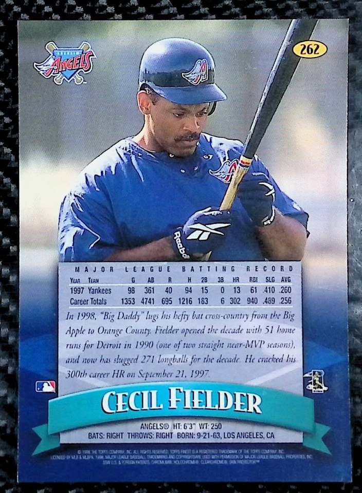 1998 Finest #262 - Cecil Fielder - Anaheim Angels | eBay