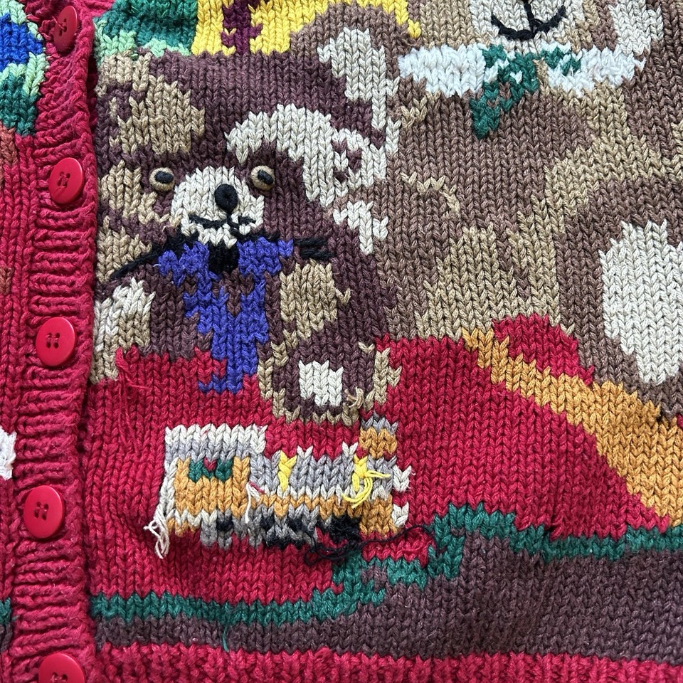 Vintage Handknit Lecomte Red Christmas Sweater Vest Women Size M ...