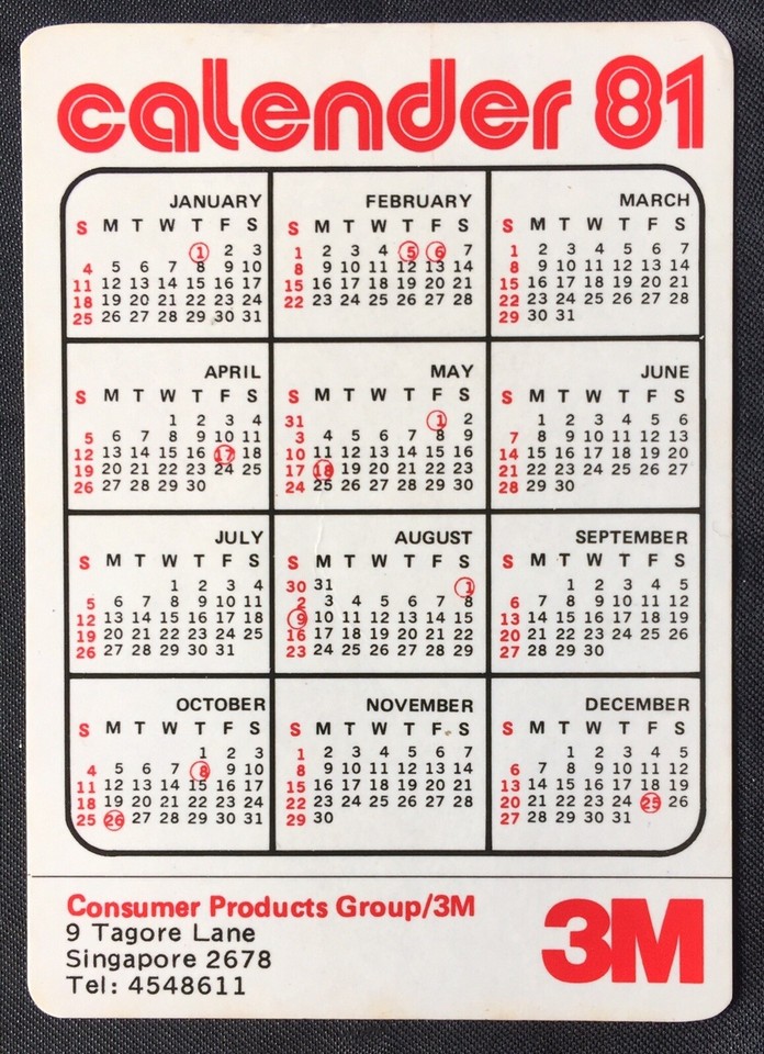 1981 3M 50th Anniversary Scotch Brand Tape advertising pocket calendar ...