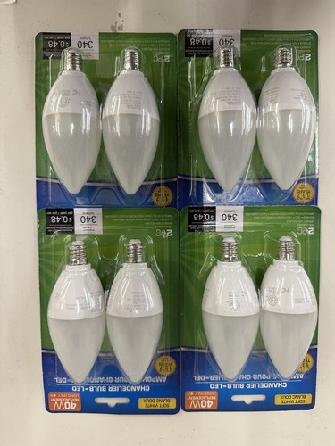 4X 2ct Intertek 4 Watt (40W) LED B10 Chandelier 3000K 340 Candelabra ...