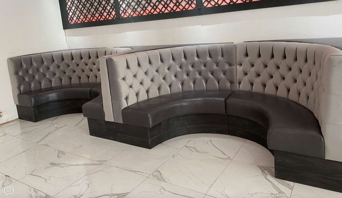 Half Round Booth Seating Faux Leather Fluted Semi Circular & C Shaped