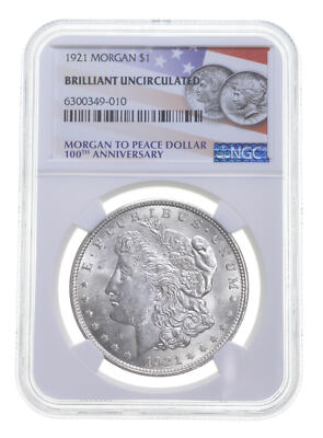 BU 1921 Uncirculated Morgan Silver Dollar NGC 2021 100th Anniversary ...