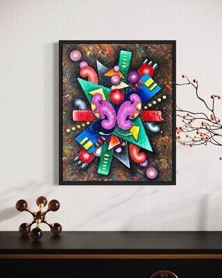 Original Art Abstract oil on canvas 16x20 raised paint collectible | eBay