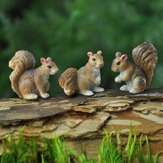 Fairy Garden Fun Squirrels Set of 3 Miniature Dollhouse Figurine for ...