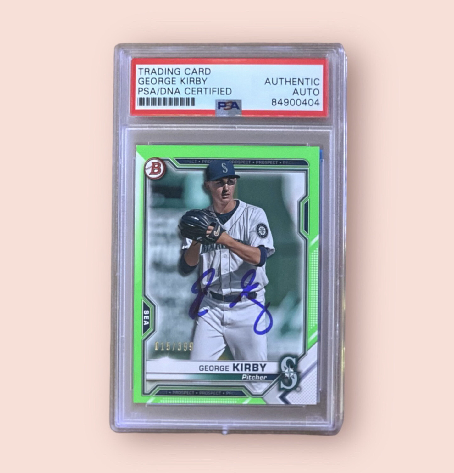 George Kirby Signed Auto 2021 Bowman Green Parallel Card #/99 PSA ...