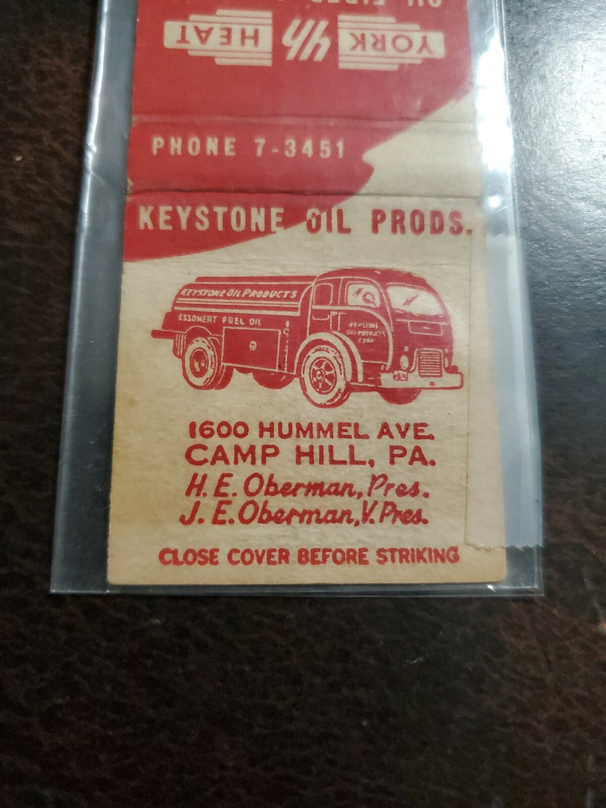 Vintage Keystone Oil / York Heating Products Matchbook | eBay