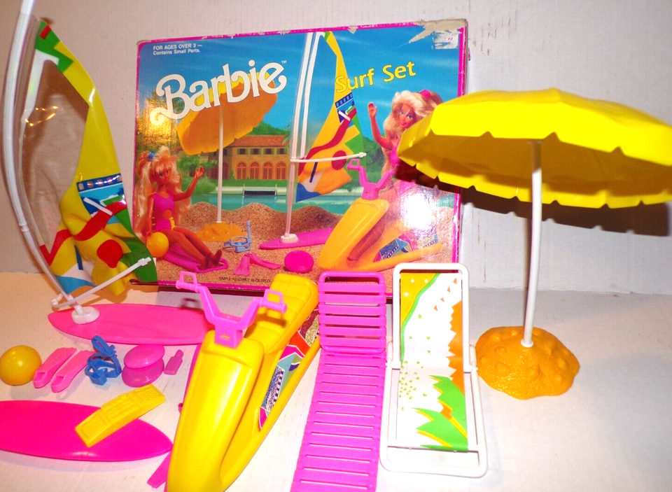 Vintage Mattel Barbie Surf Set 1980s Beach Accessories Waverunner Surf ...
