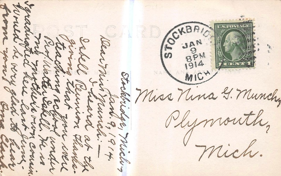 STOCKBRIDGE Michigan postcard RPPC Ingham County 3 views town Hall ...