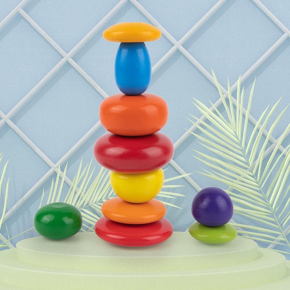 Wood Balancing Stacking Stone Building Blocks Rocks Developmental ...