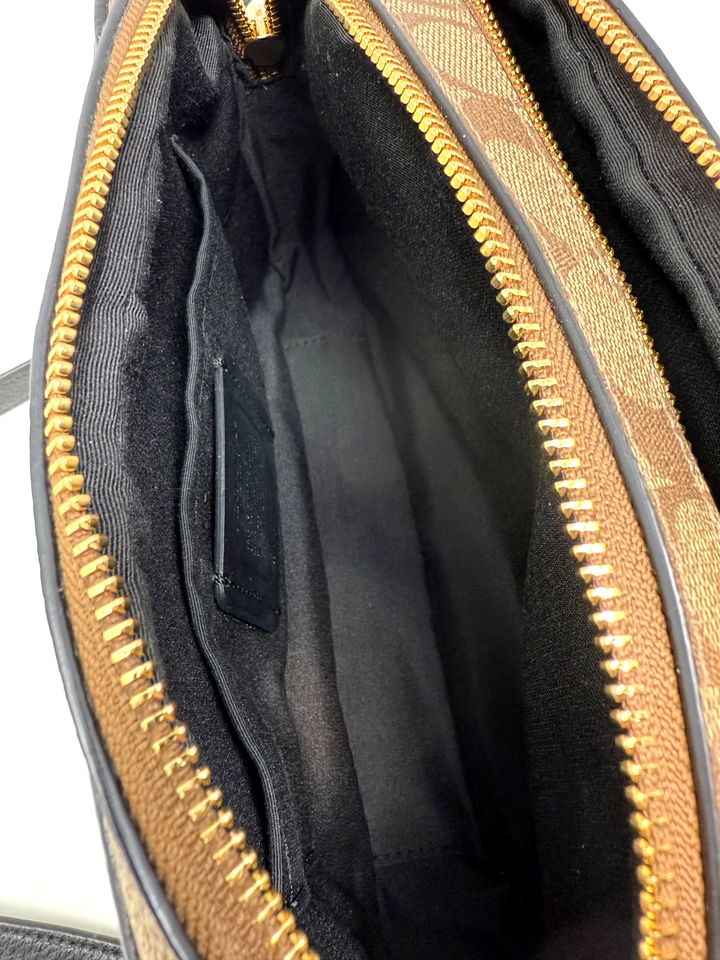 COACH Jes Crossbody In Blocked Signature Canvas C1767 Gold Khaki Brown ...