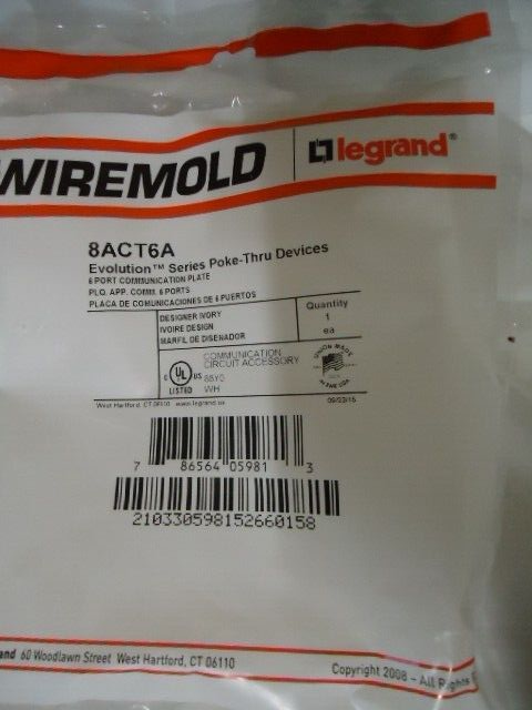 Legrand Wiremold 8ACT6A 6 Port Communication Plates Evolution Series ...