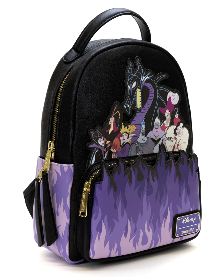 Loungefly Disney Villains Portrait Maleficent Dragon Purple Flame Mini ...