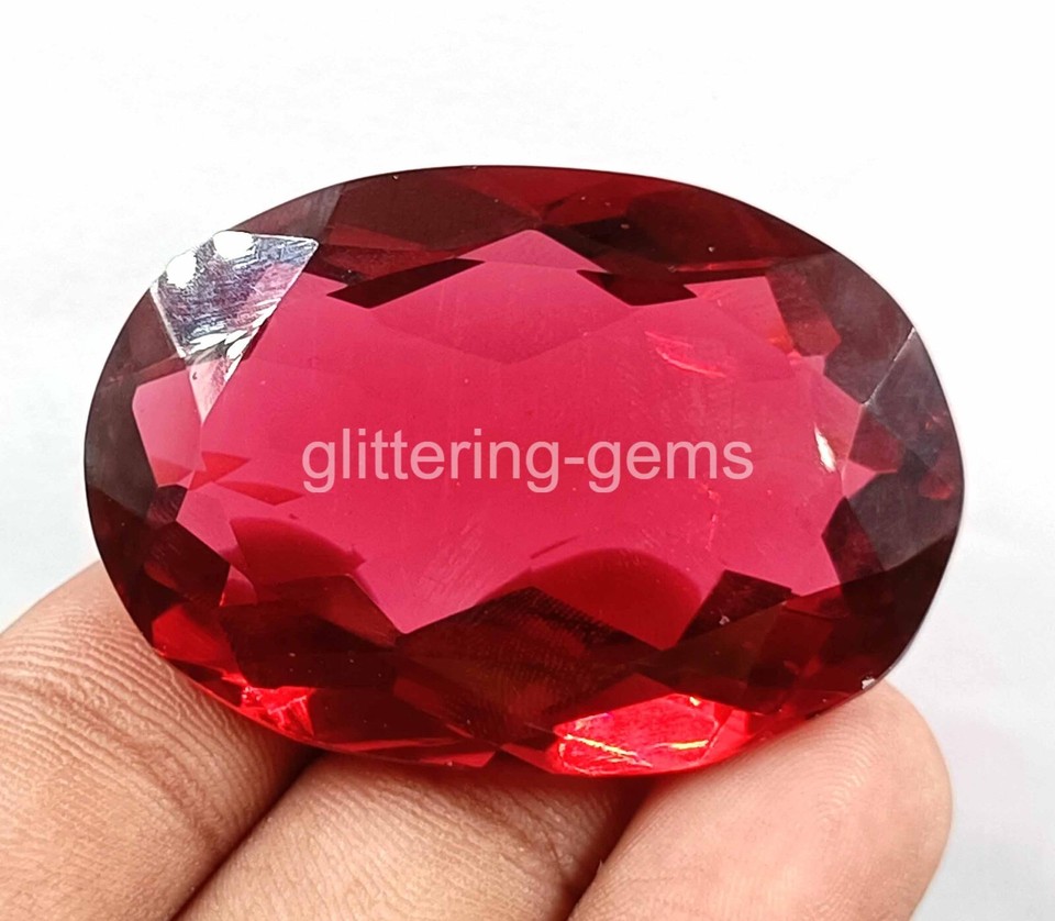 150 Ct Rare Brazil Red Topaz Lab Created Oval Cut IGL Certified Loose ...